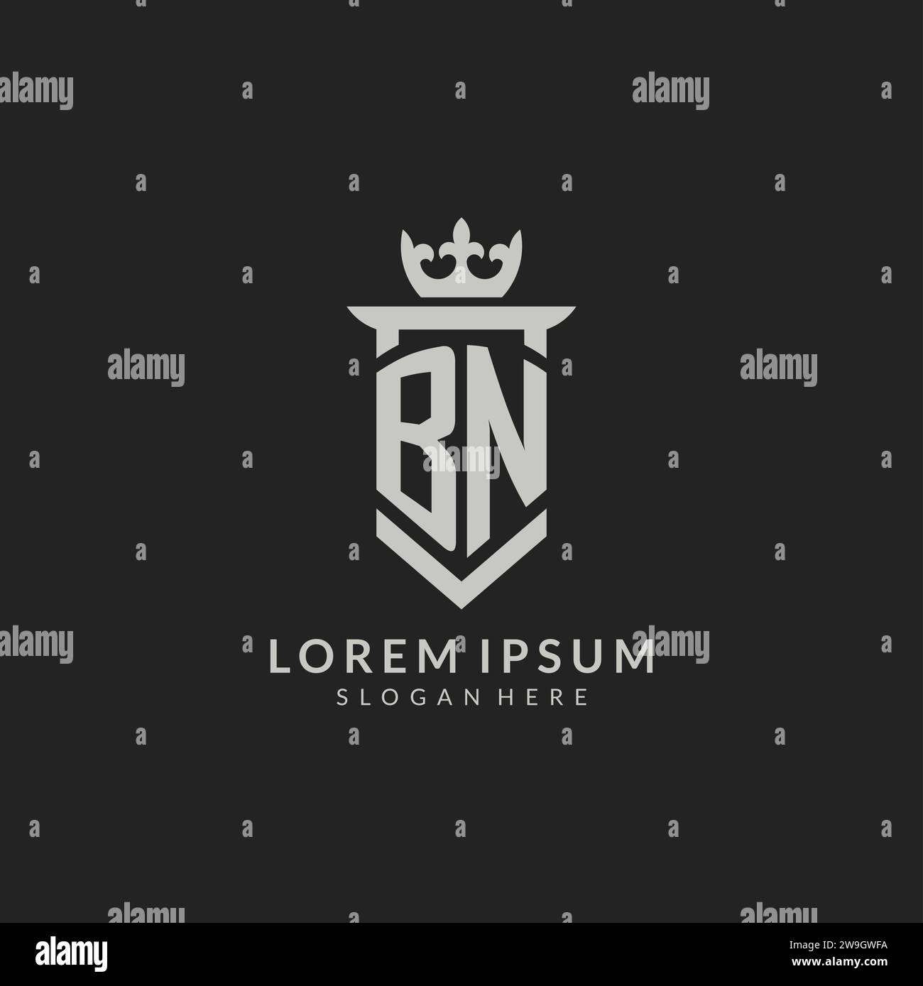 Initial BN shield and crown logo style vector graphic Stock Vector ...