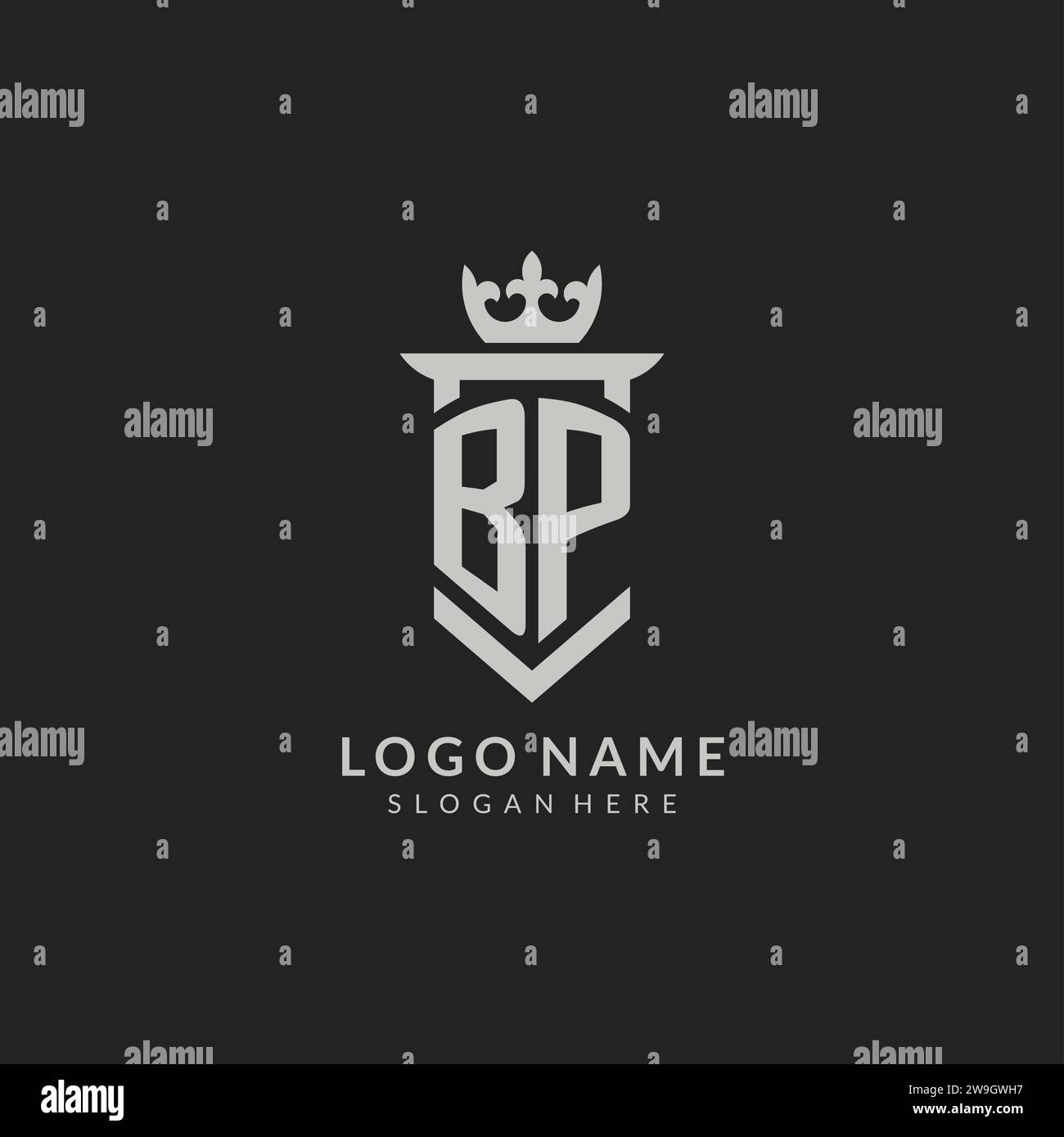 Initial BP shield and crown logo style vector graphic Stock Vector ...