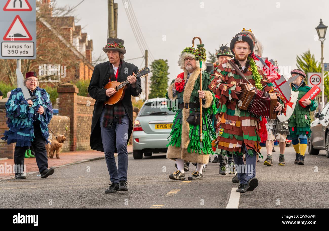The Ditchling Mummers set off to perform on Boxing Day. Mummers' plays ...