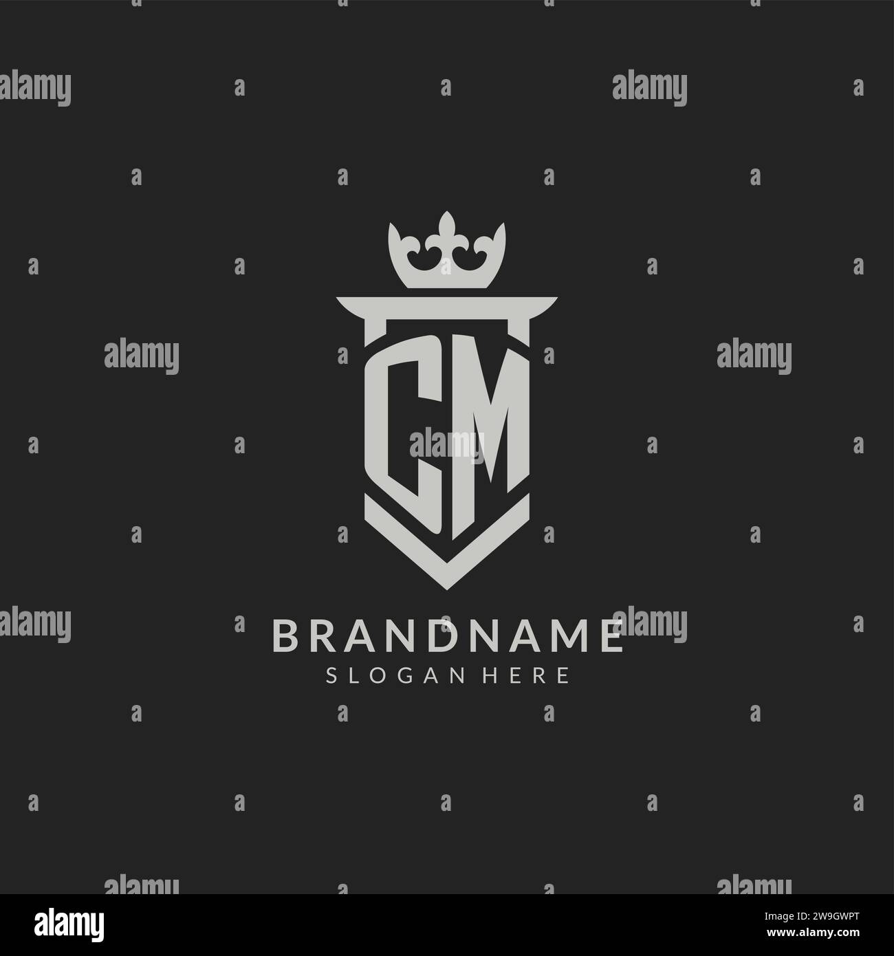 Initial CM shield and crown logo style vector graphic Stock Vector ...