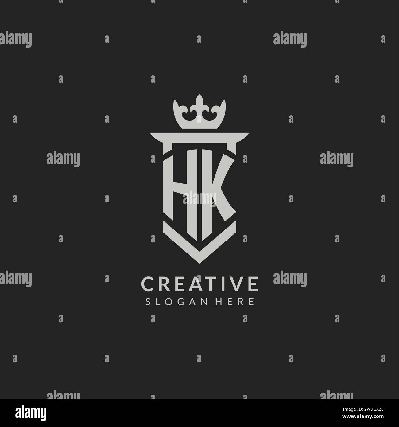 Initial HK shield and crown logo style vector graphic Stock Vector ...