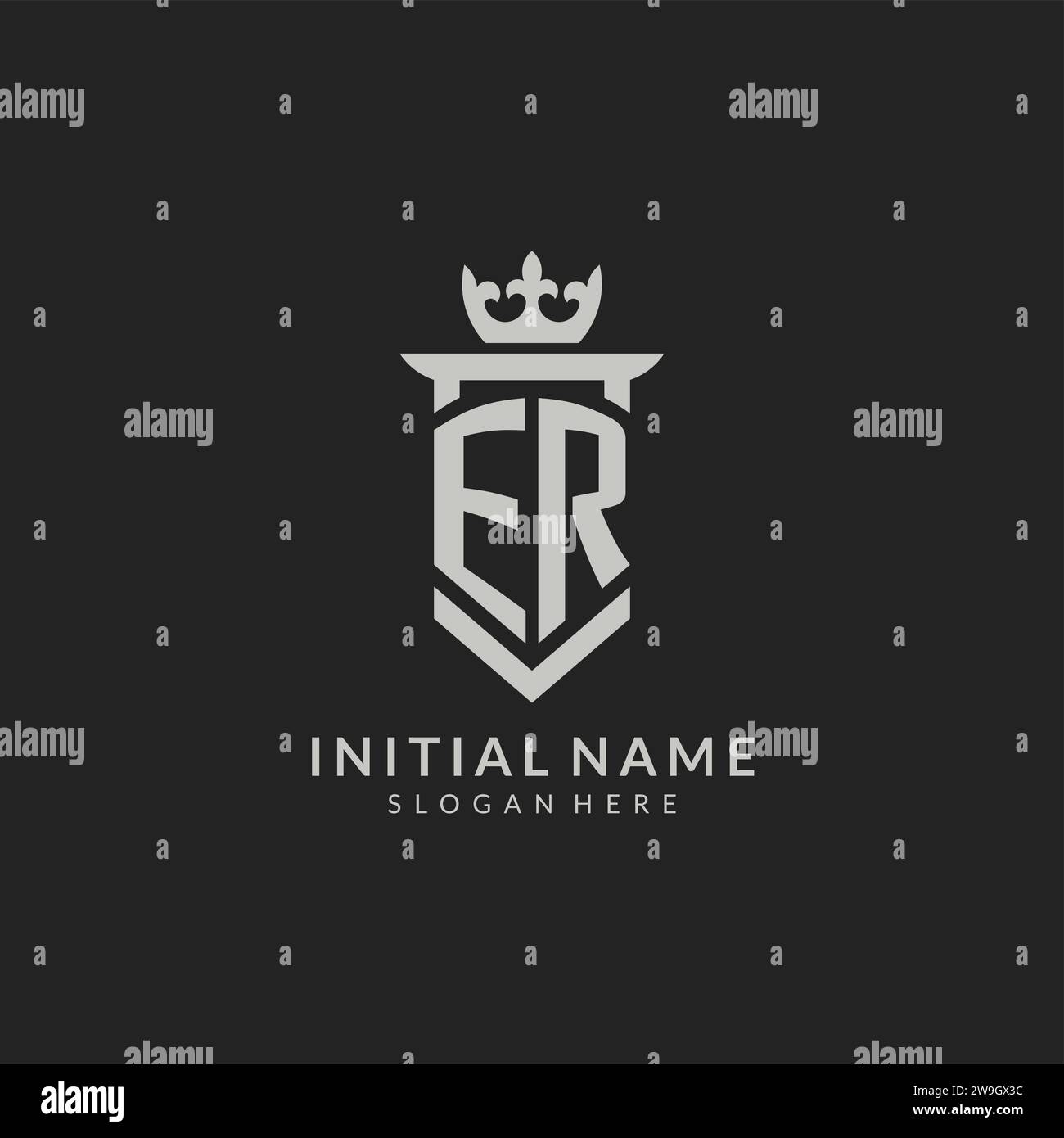 Initial ER shield and crown logo style vector graphic Stock Vector ...