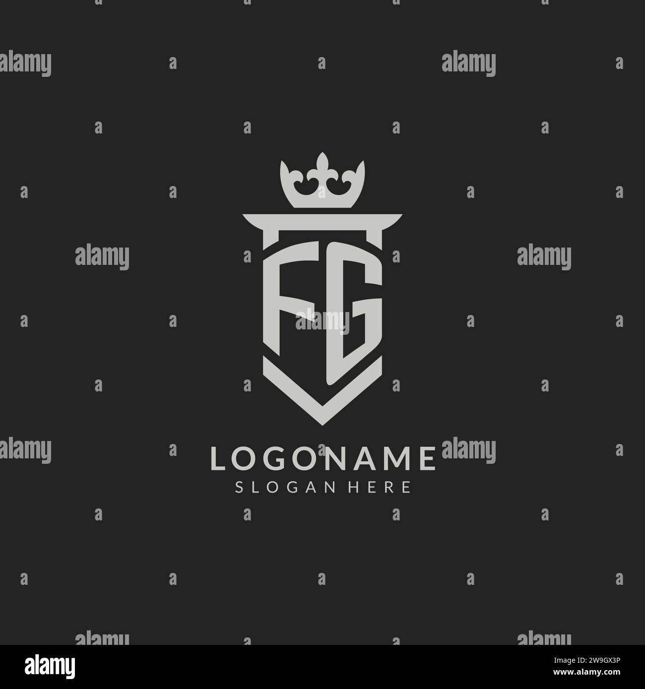 Initial FG shield and crown logo style vector graphic Stock Vector ...