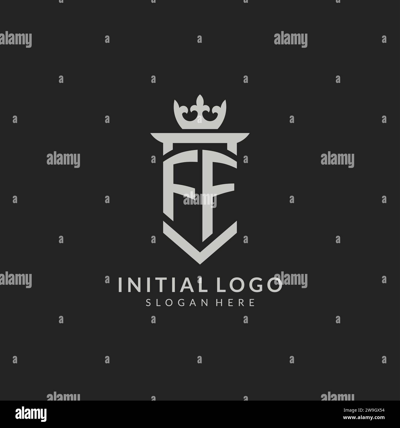 Initial FF shield and crown logo style vector graphic Stock Vector ...