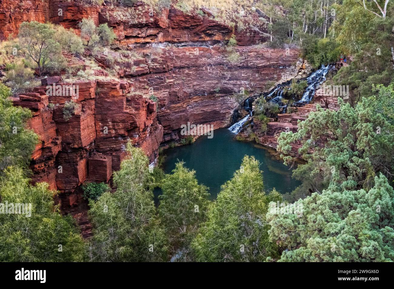The water hole and Fortescue Falls at Dales Gorge witnin Karijini ...