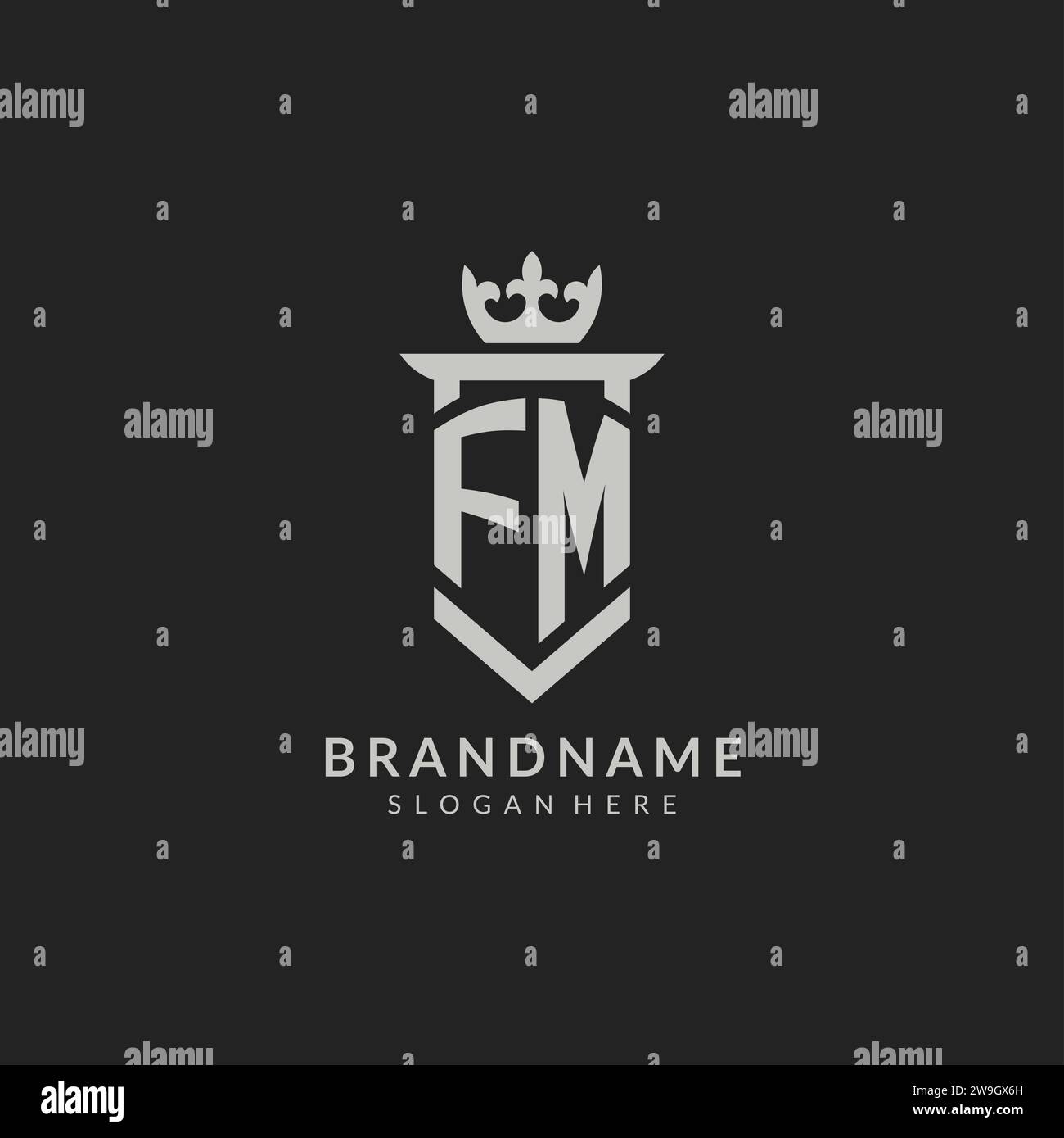 Initial FM shield and crown logo style vector graphic Stock Vector ...