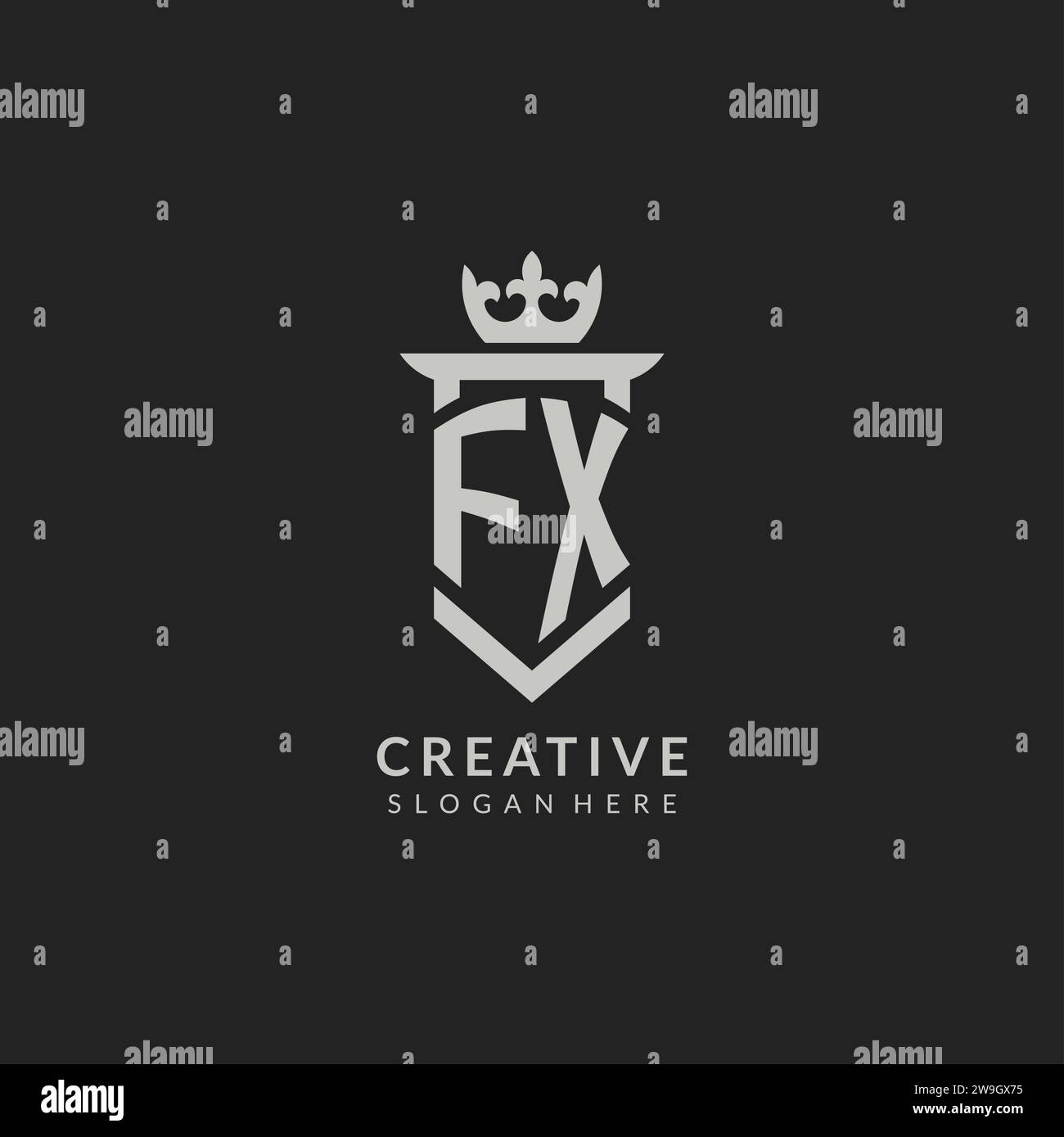Initial FX shield and crown logo style vector graphic Stock Vector ...