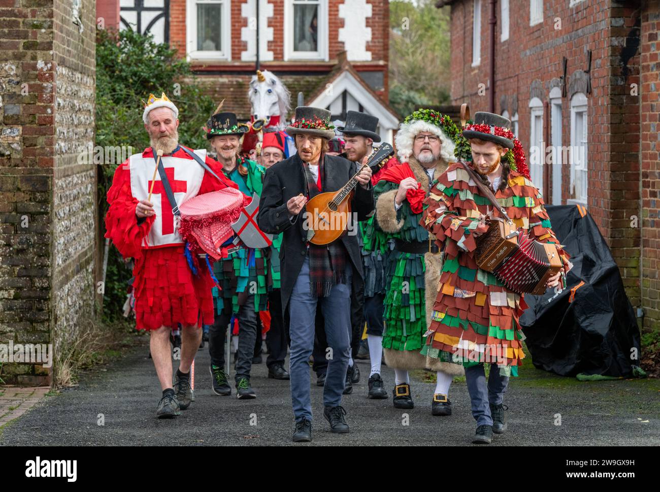 The Ditchling Mummers set off to perform on Boxing Day. Mummers' plays ...