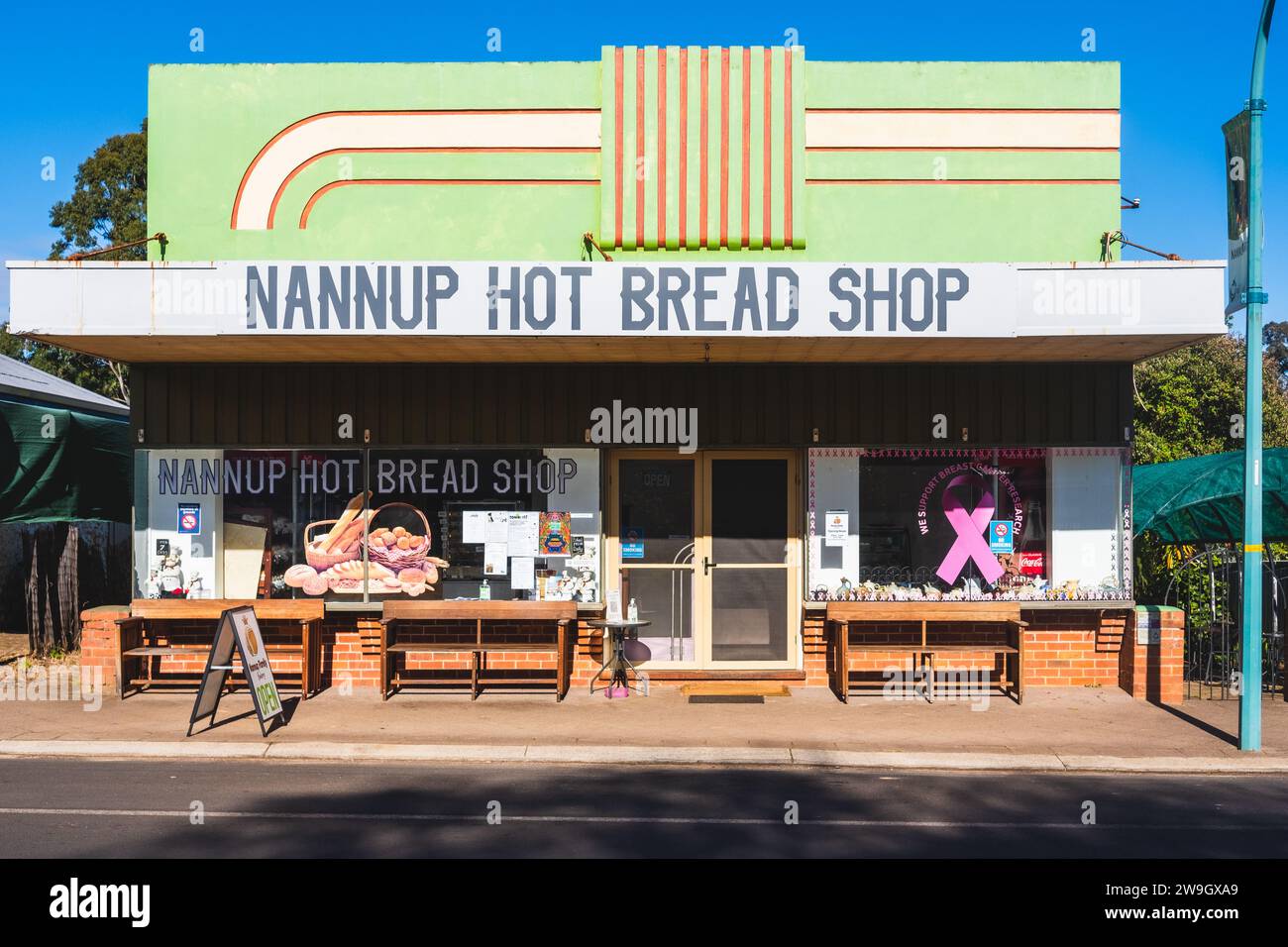 The art deco style facade of the Hot Bread Shop bakery in Nannup, a ...