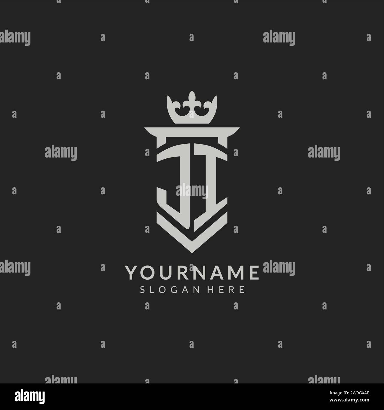 Initial JI shield and crown logo style vector graphic Stock Vector ...