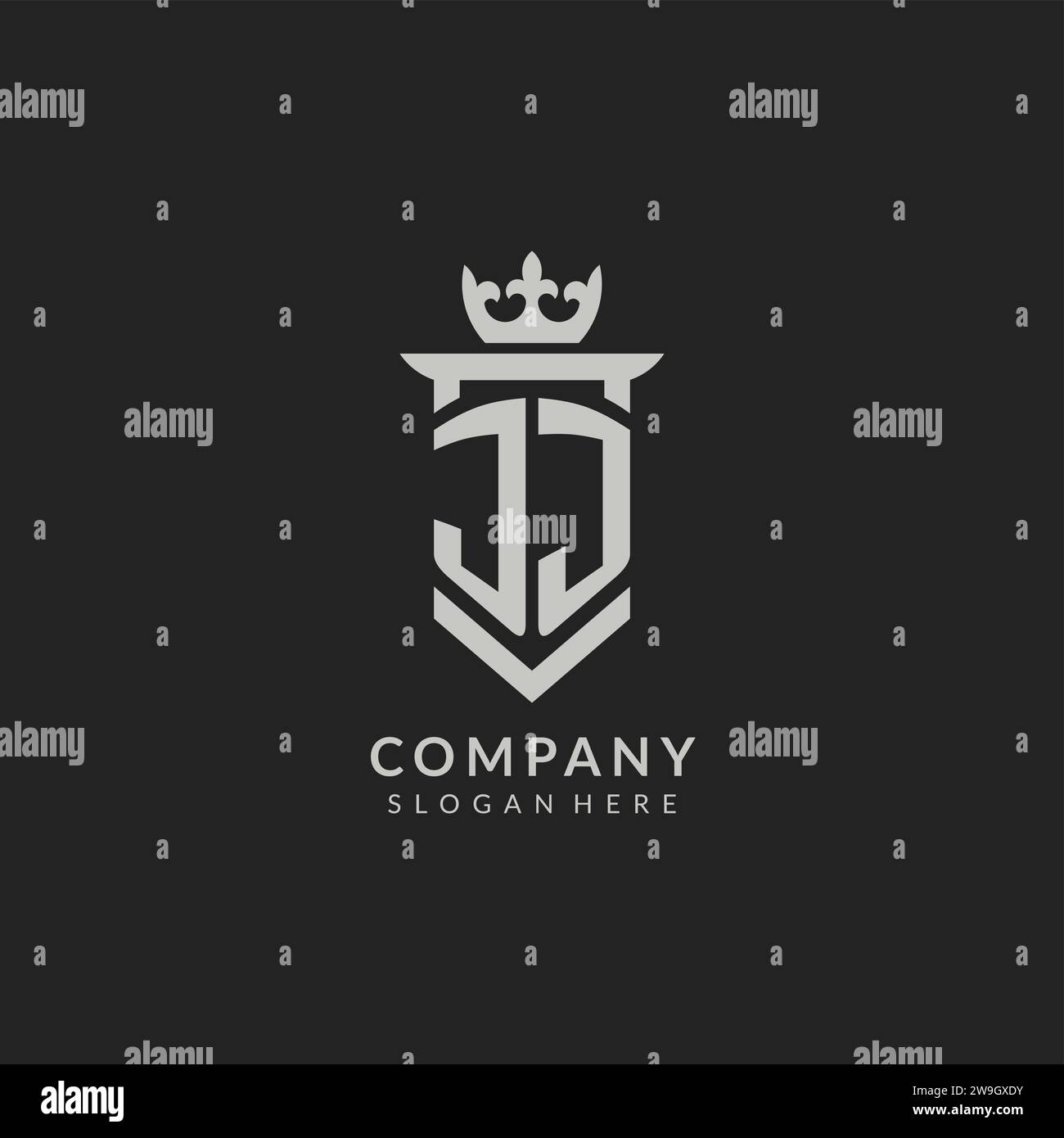 Initial JJ shield and crown logo style vector graphic Stock Vector ...