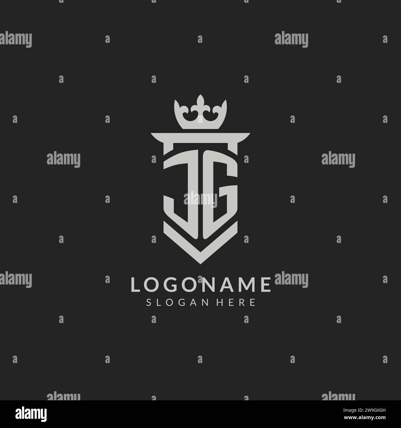Initial JG shield and crown logo style vector graphic Stock Vector ...