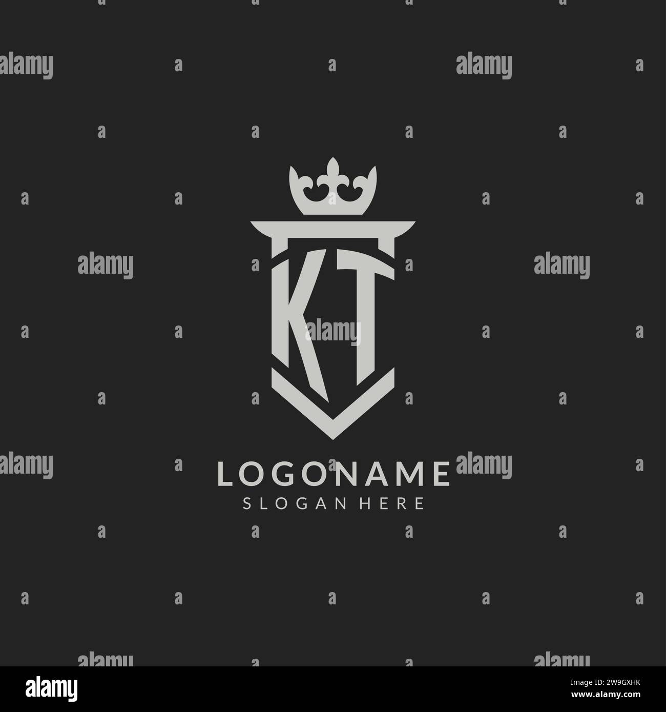 Initial KT shield and crown logo style vector graphic Stock Vector ...