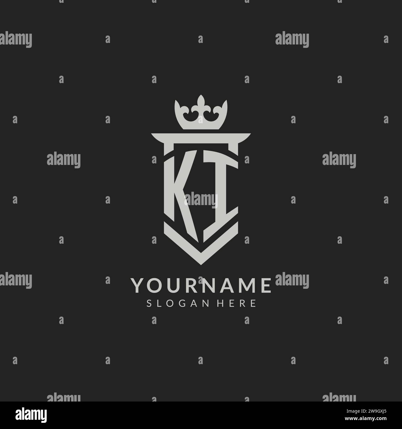 Initial KI shield and crown logo style vector graphic Stock Vector ...