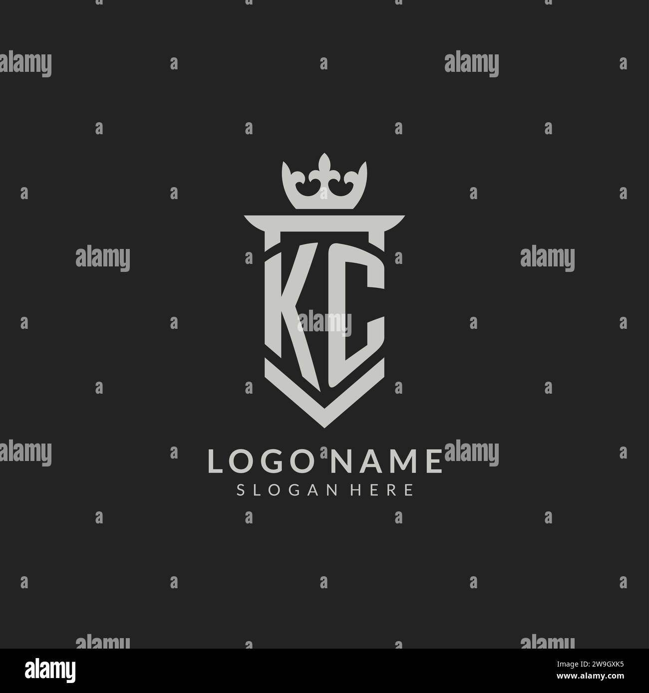 Initial KC shield and crown logo style vector graphic Stock Vector ...