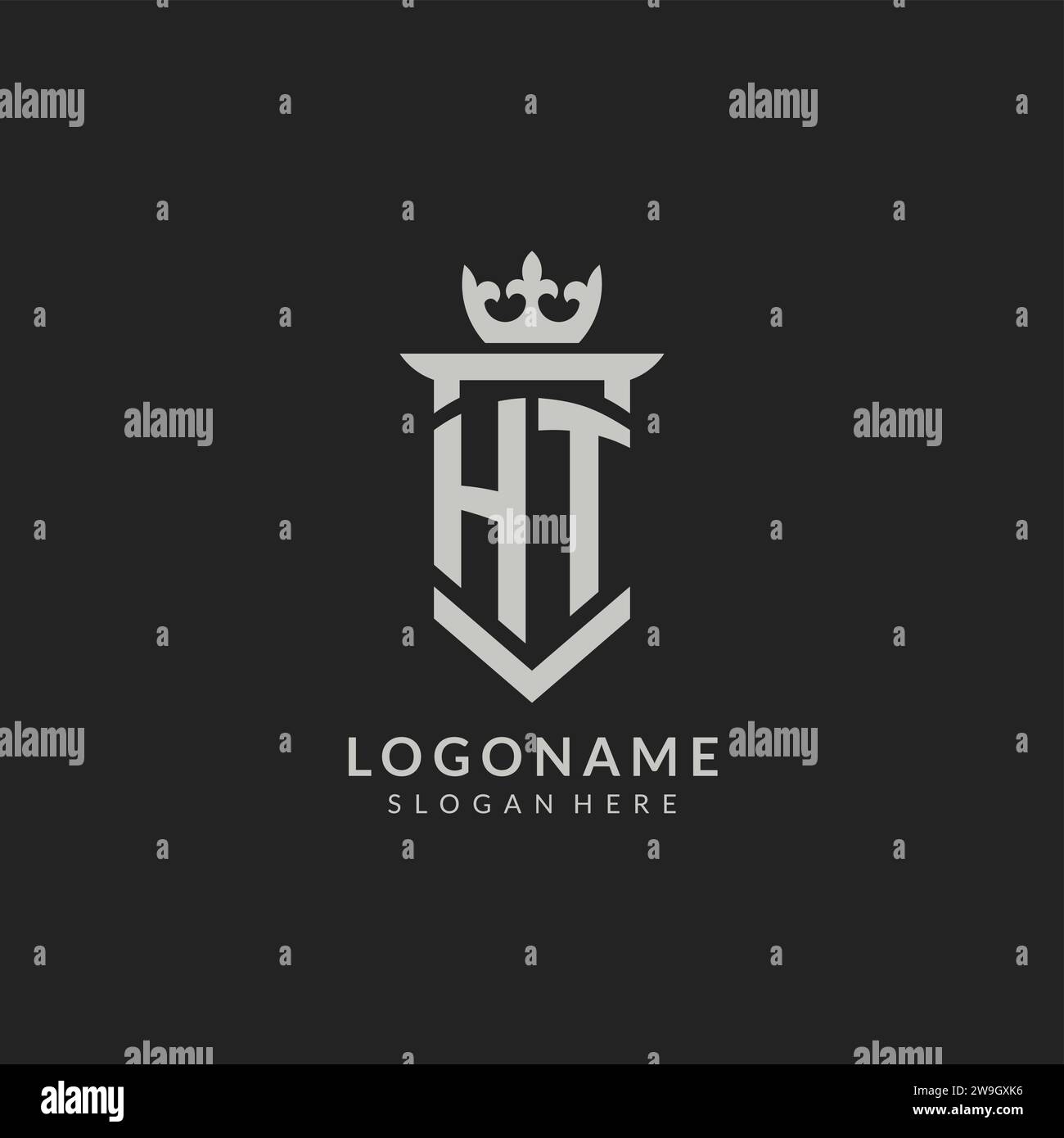 Initial HT shield and crown logo style vector graphic Stock Vector ...