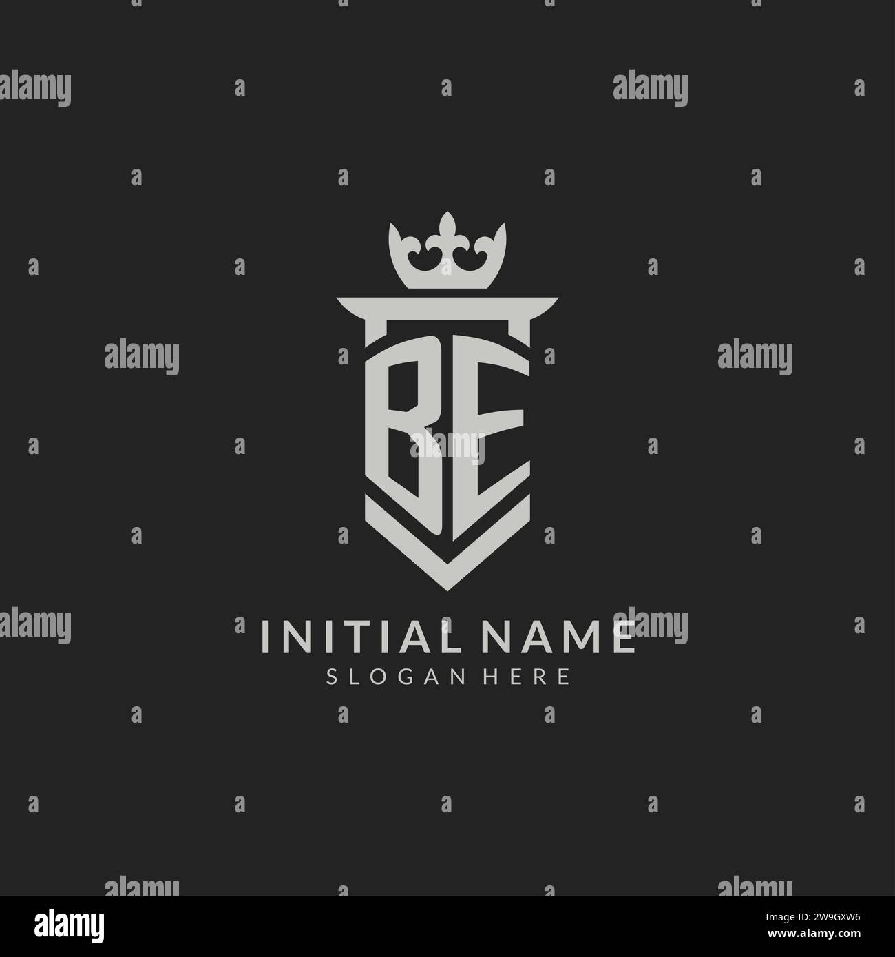 Initial BE shield and crown logo style vector graphic Stock Vector ...