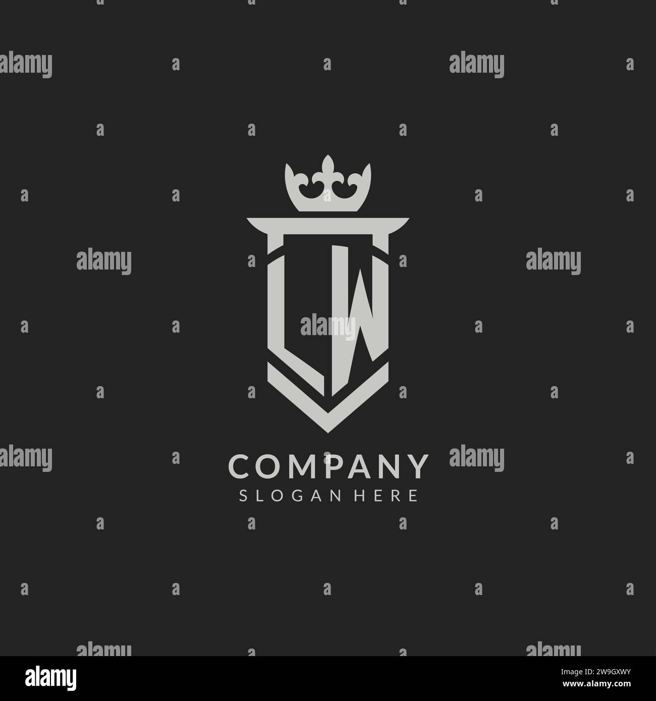 Initial LW shield and crown logo style vector graphic Stock Vector ...