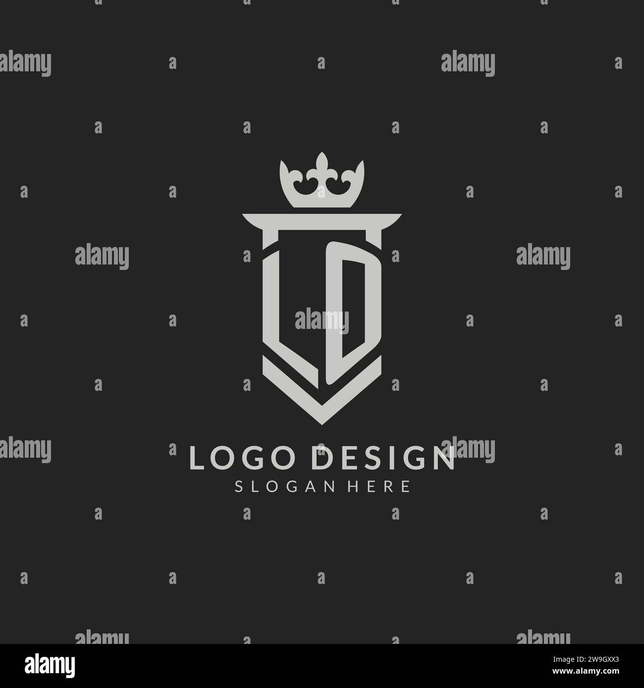 Initial LO shield and crown logo style vector graphic Stock Vector ...