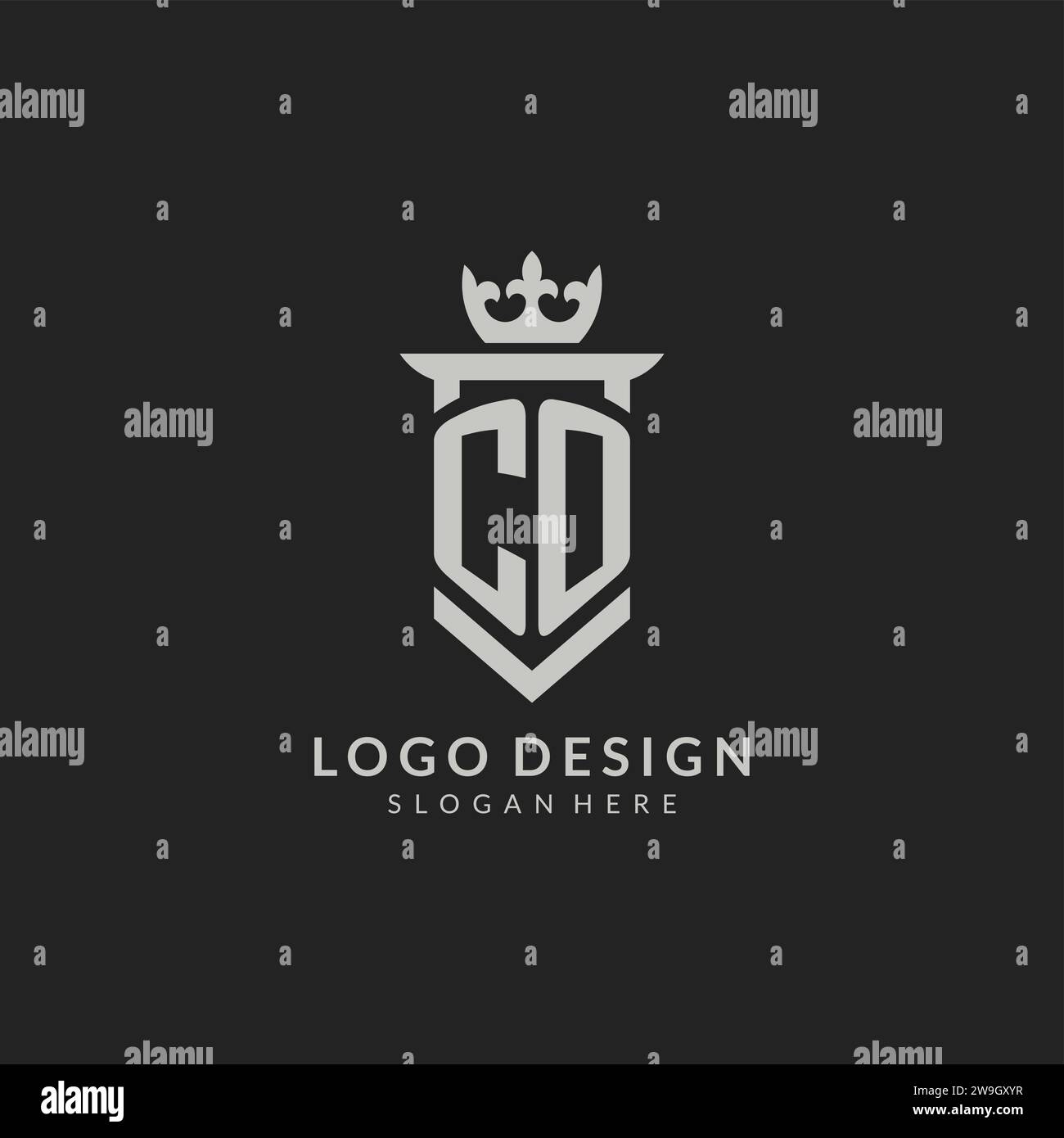 Initial CO shield and crown logo style vector graphic Stock Vector ...