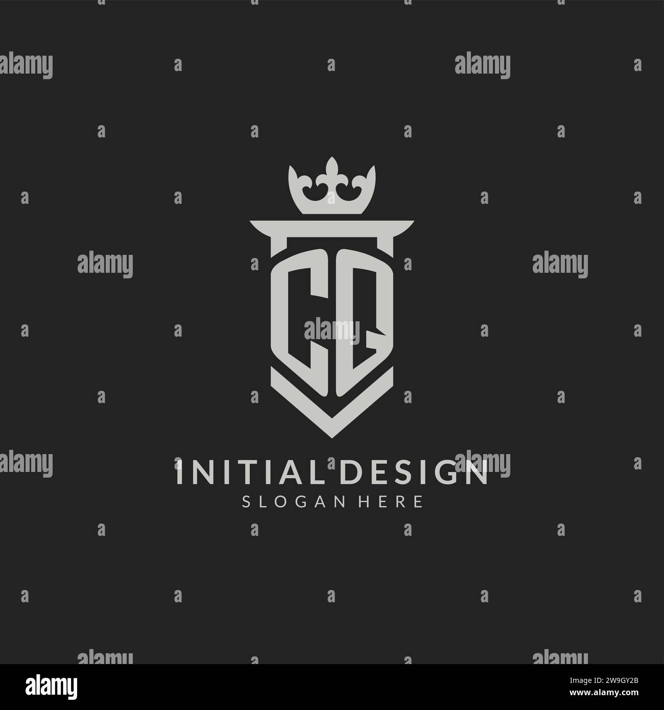 Initial CQ shield and crown logo style vector graphic Stock Vector ...