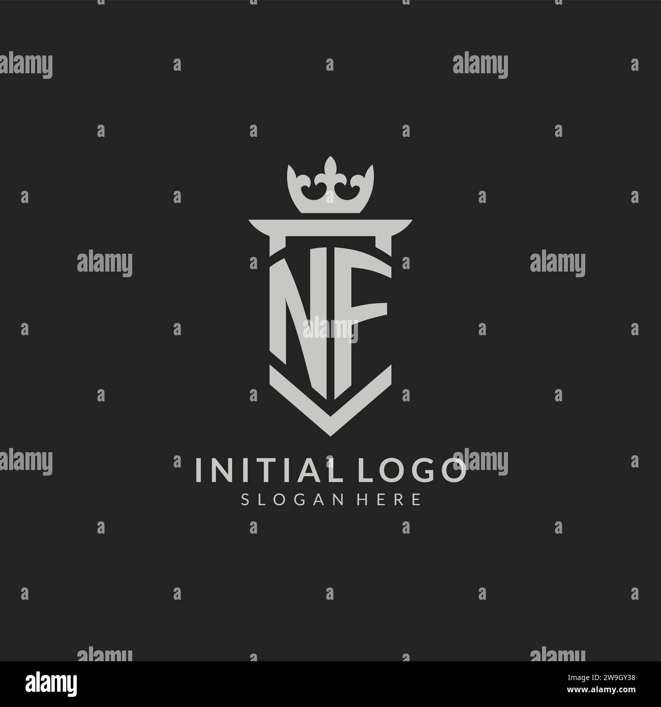 Initial NF shield and crown logo style vector graphic Stock Vector ...