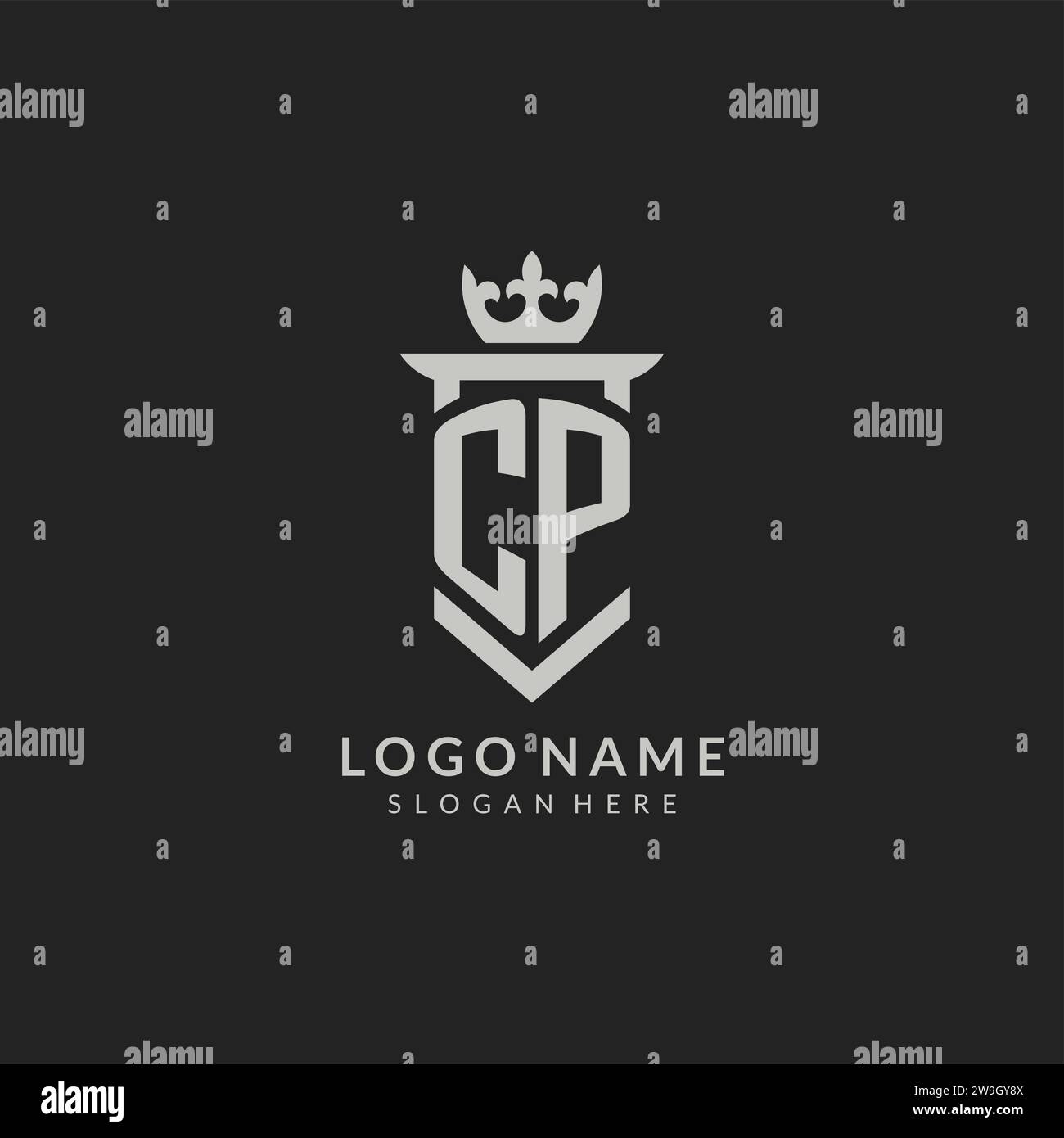 Initial CP shield and crown logo style vector graphic Stock Vector ...