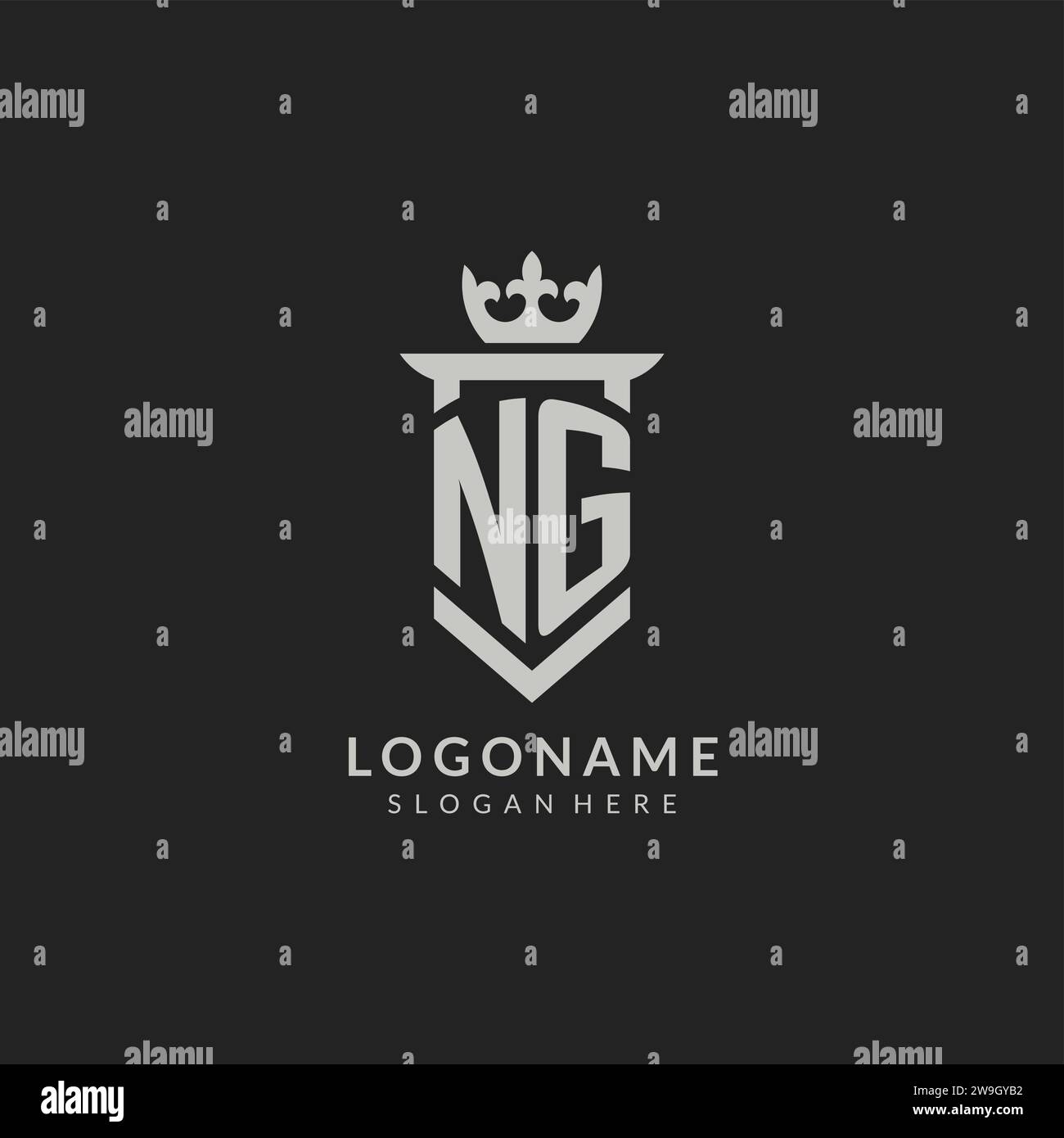 Initial NG shield and crown logo style vector graphic Stock Vector ...