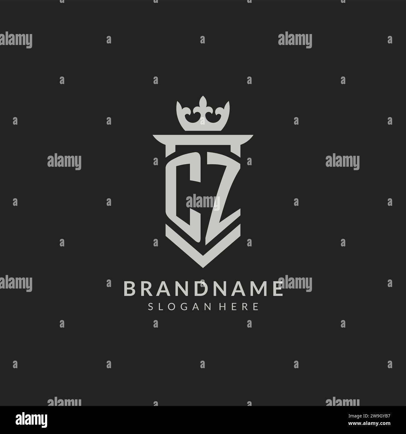 Initial CZ shield and crown logo style vector graphic Stock Vector Image & Art - Alamy