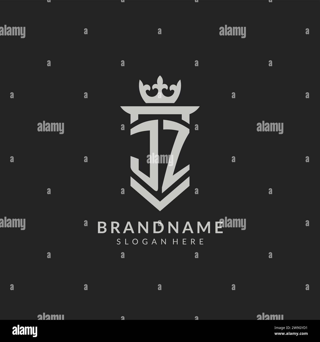 Initial JZ shield and crown logo style vector graphic Stock Vector ...