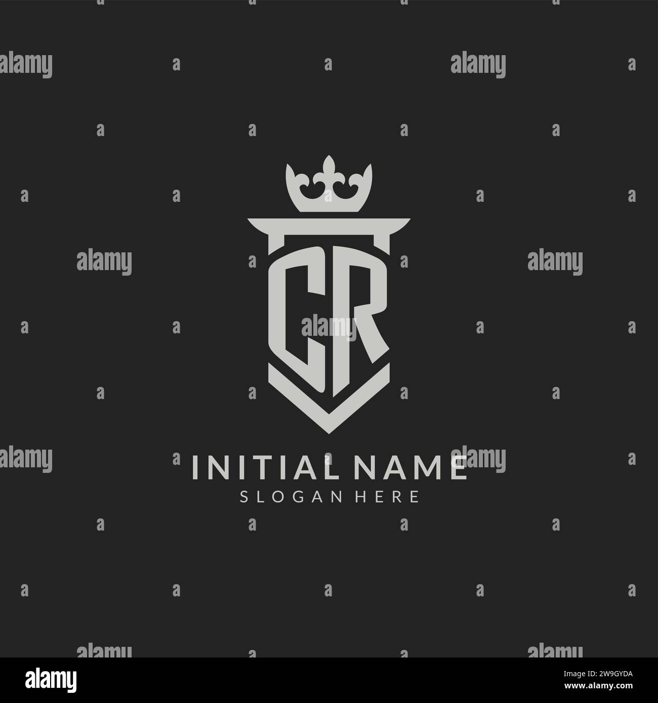 Initial CR shield and crown logo style vector graphic Stock Vector ...
