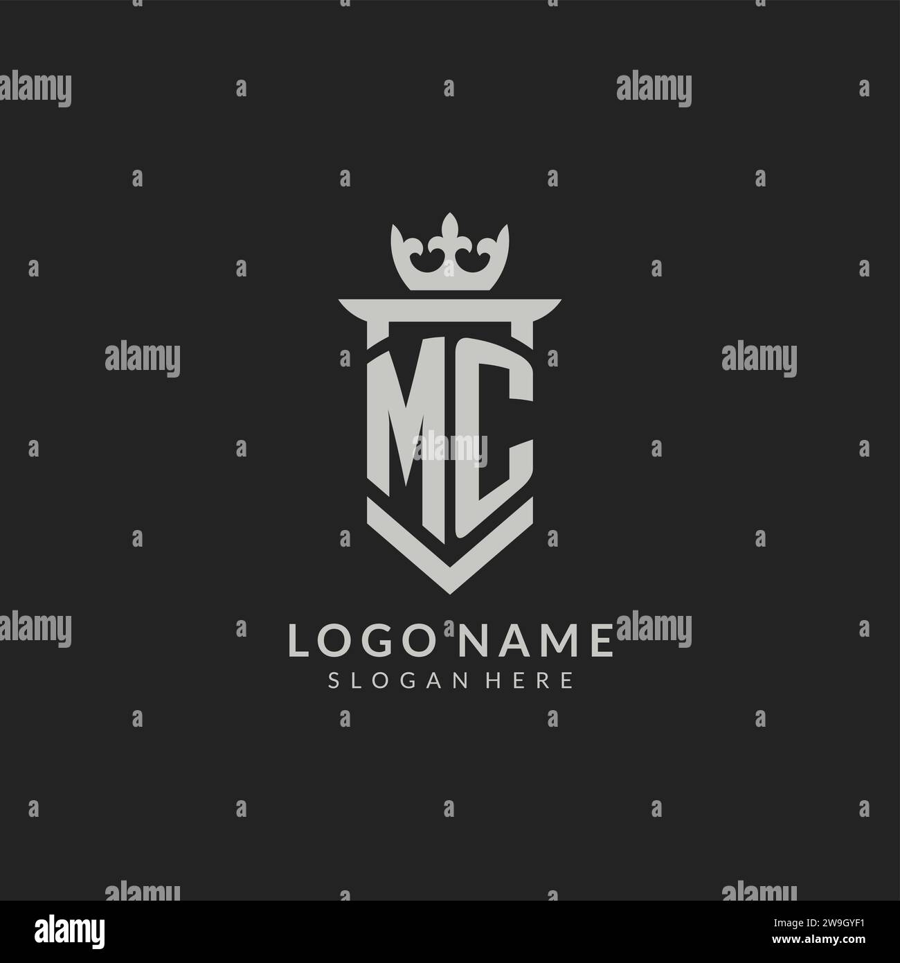 Initial MC shield and crown logo style vector graphic Stock Vector ...