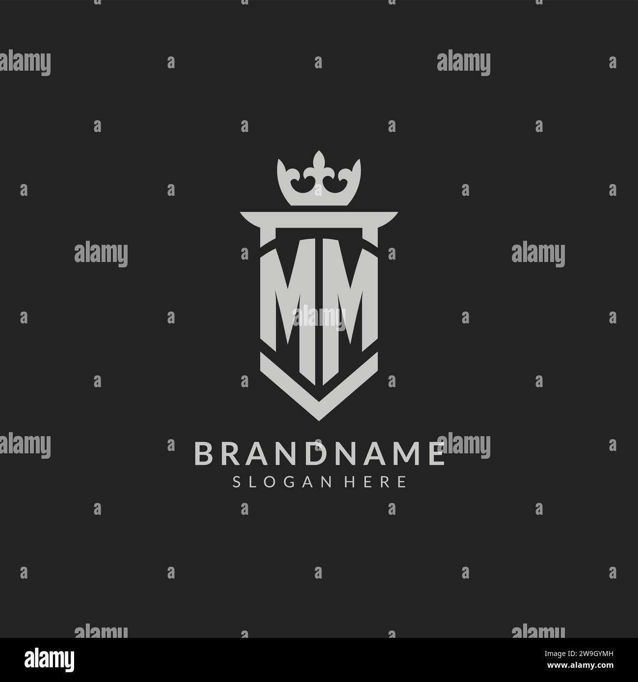 Initial MM shield and crown logo style vector graphic Stock Vector ...