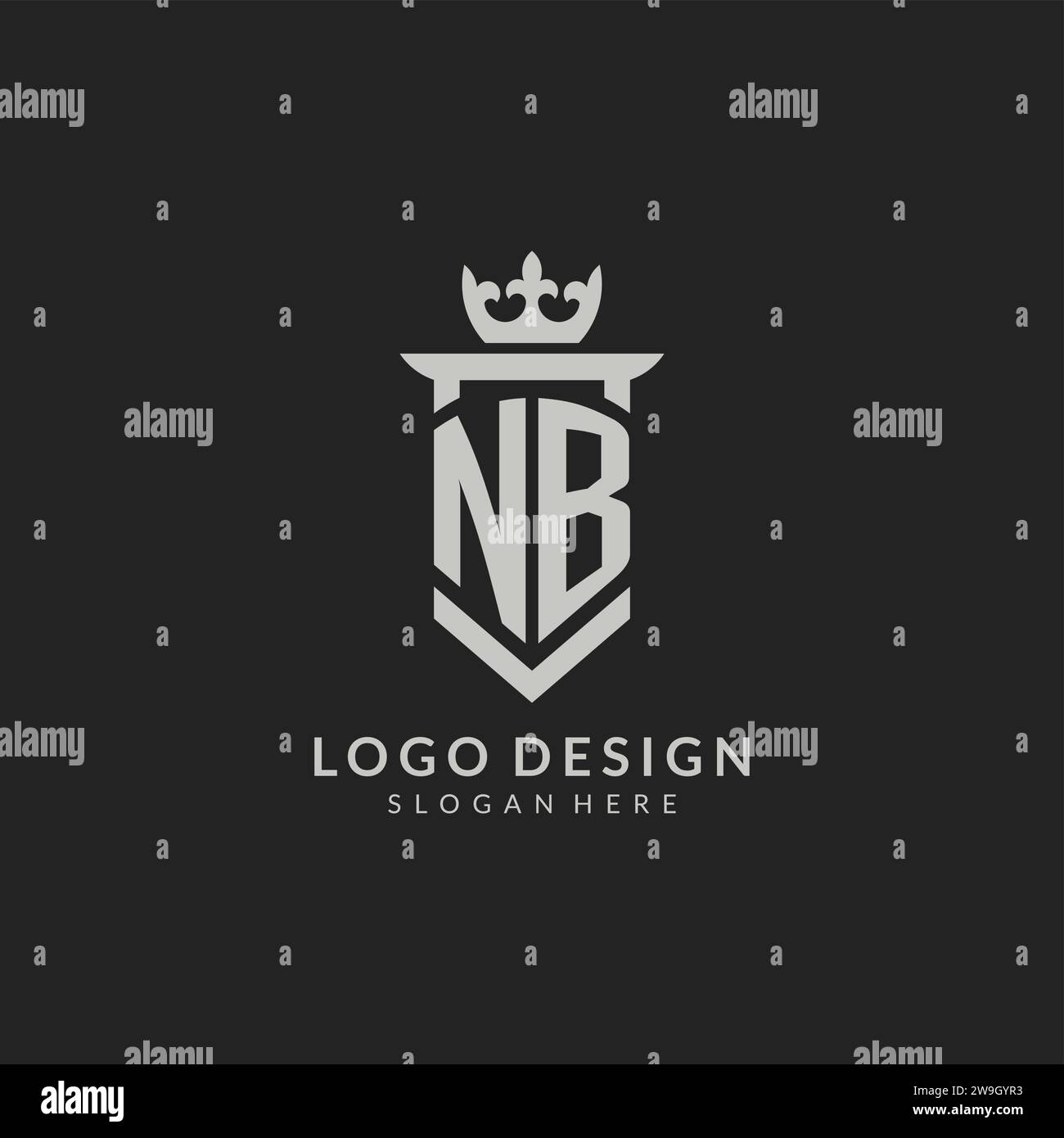 Initial NB shield and crown logo style vector graphic Stock Vector ...