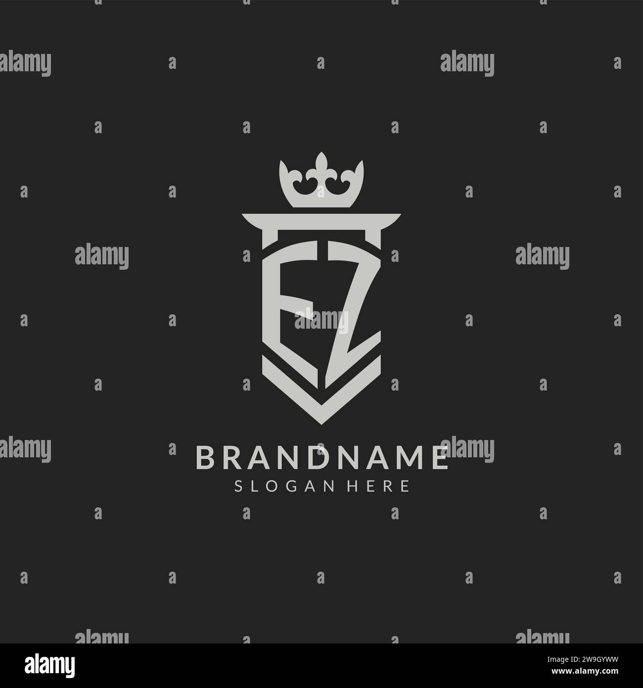 Initial EZ shield and crown logo style vector graphic Stock Vector ...