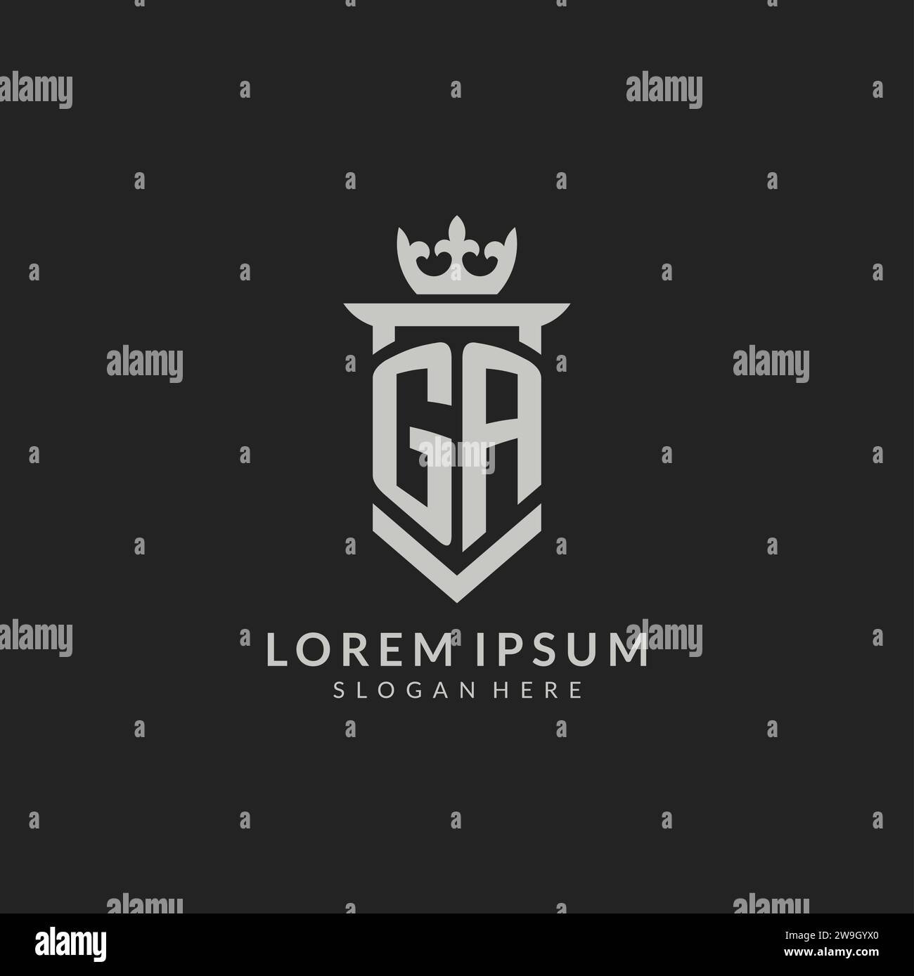 Initial GA shield and crown logo style vector graphic Stock Vector ...