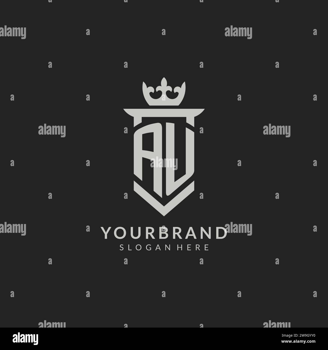 Initial AU shield and crown logo style vector graphic Stock Vector ...
