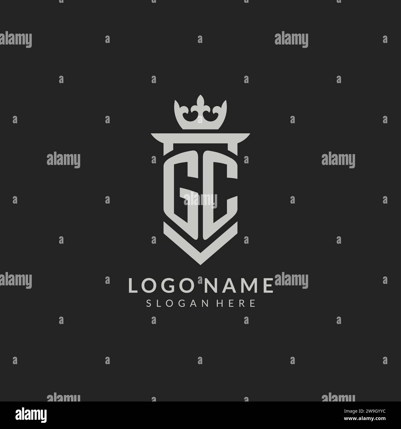 Initial GC shield and crown logo style vector graphic Stock Vector ...