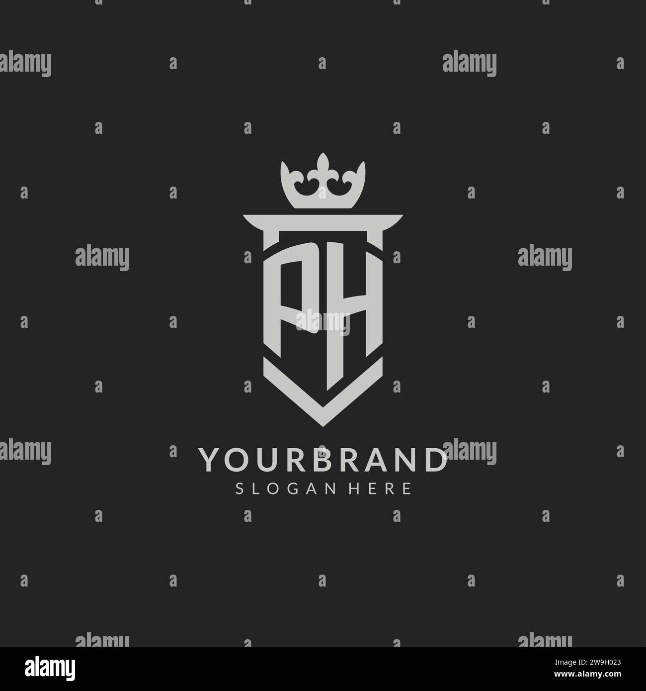 Initial PH shield and crown logo style vector graphic Stock Vector ...