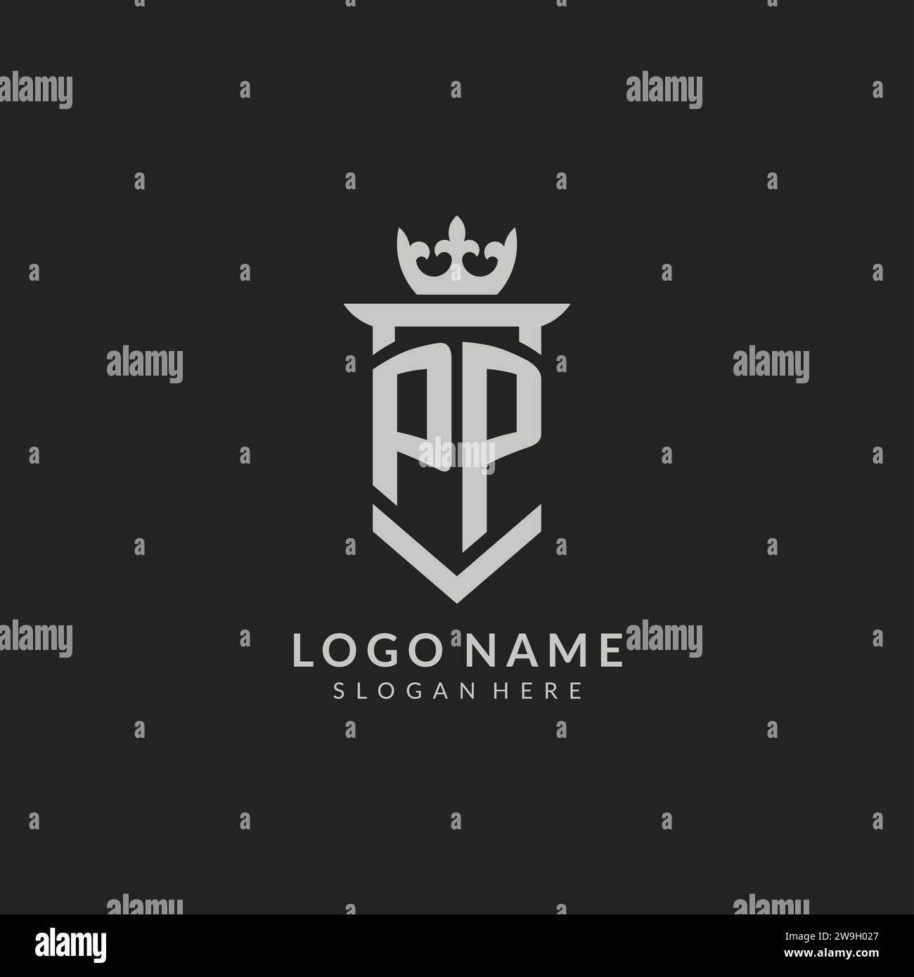 Initial PP shield and crown logo style vector graphic Stock Vector ...