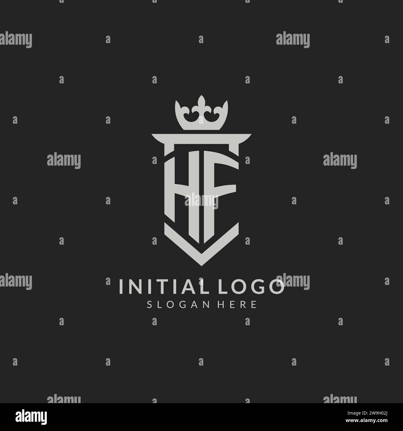 Initial HF shield and crown logo style vector graphic Stock Vector ...