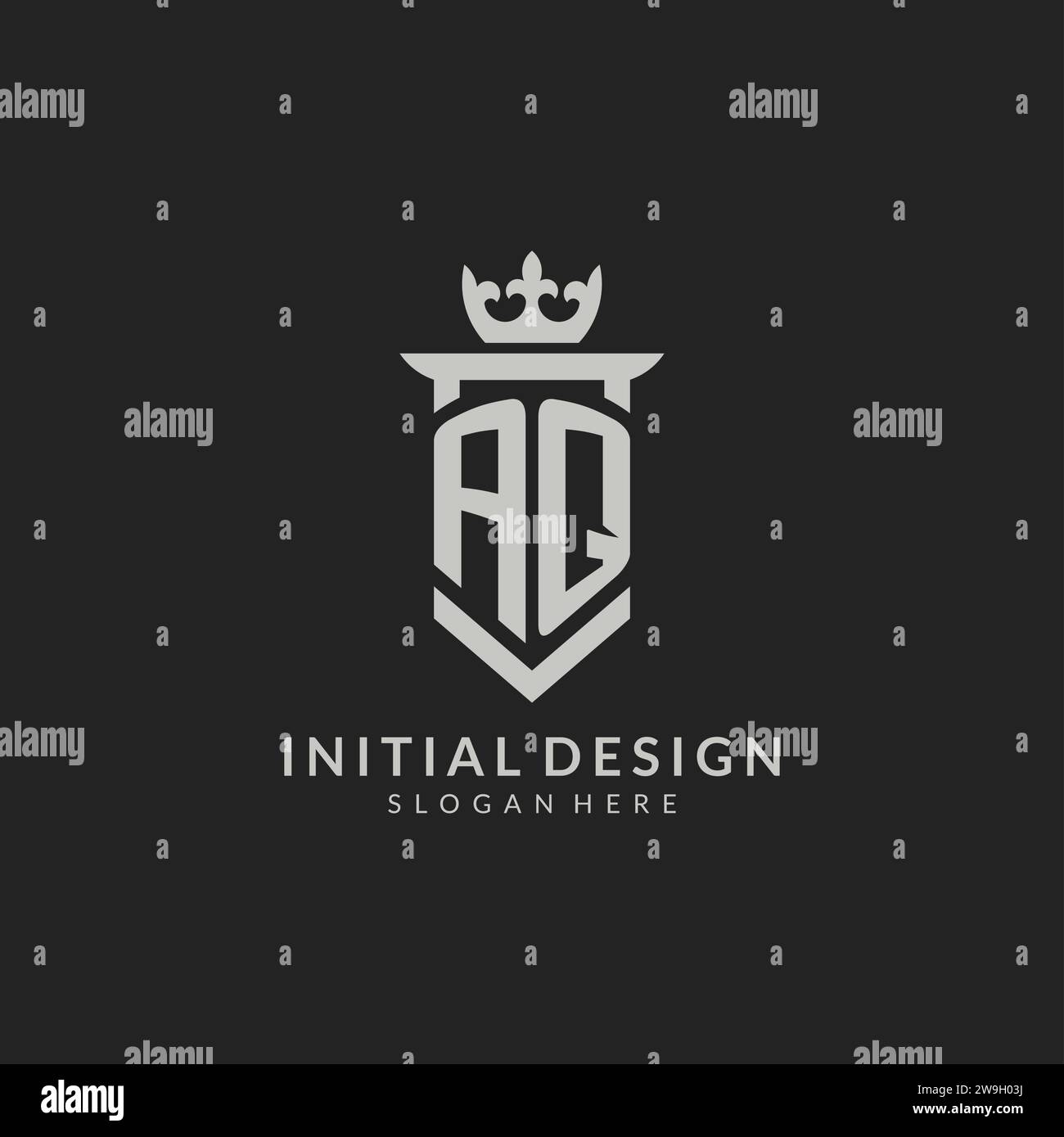 Initial AQ shield and crown logo style vector graphic Stock Vector ...