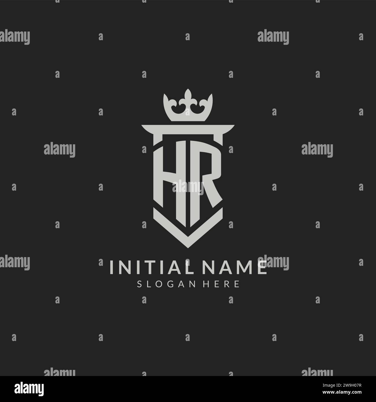 Initial HR shield and crown logo style vector graphic Stock Vector ...