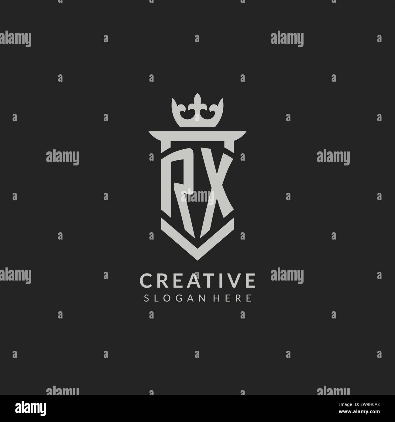 Initial RX shield and crown logo style vector graphic Stock Vector ...