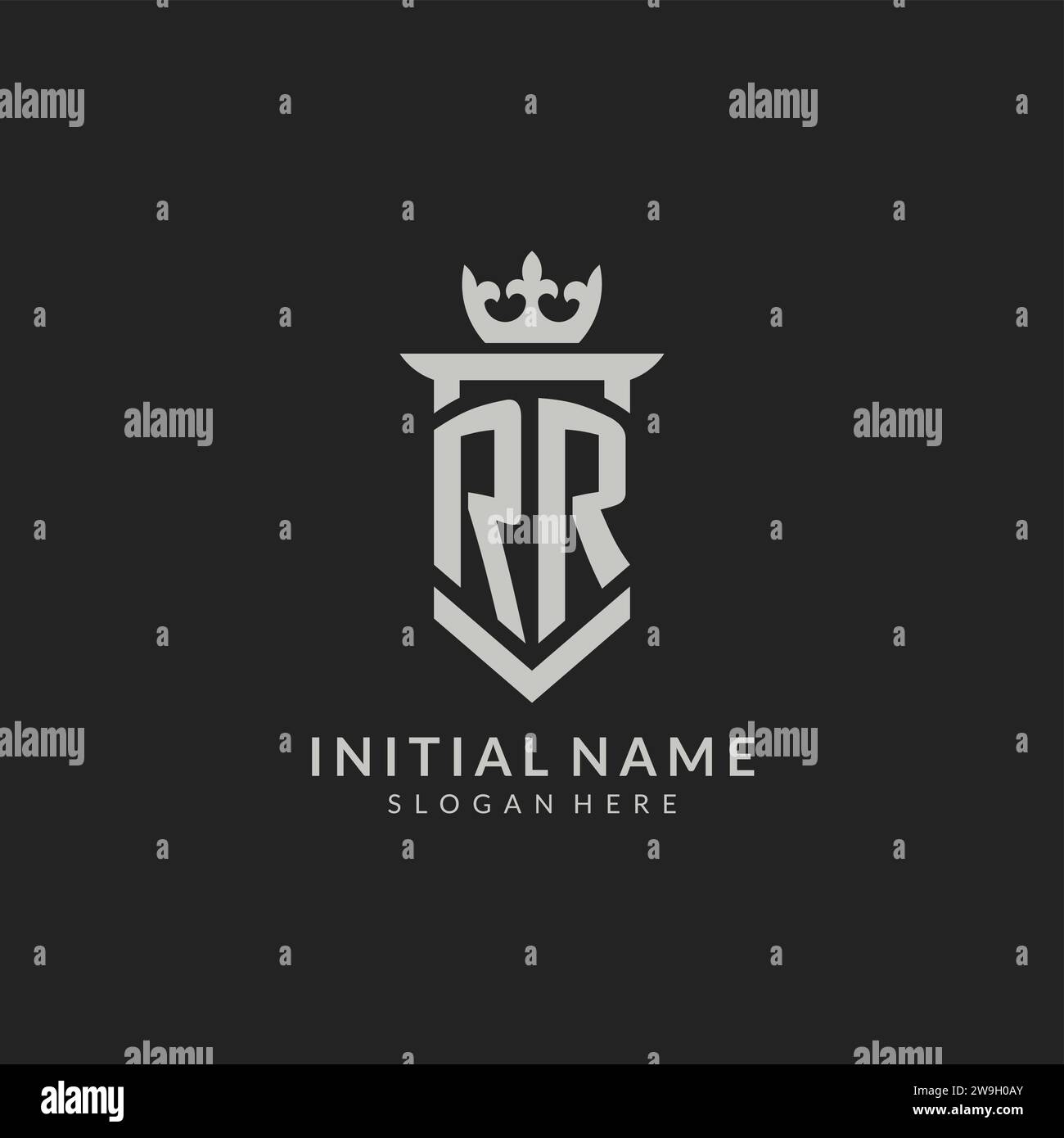 Initial RR shield and crown logo style vector graphic Stock Vector ...