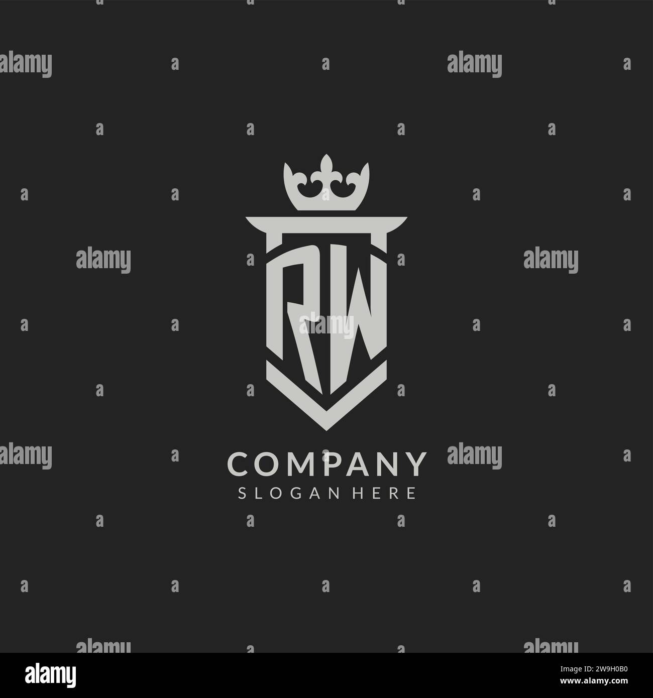 Initial RW shield and crown logo style vector graphic Stock Vector ...