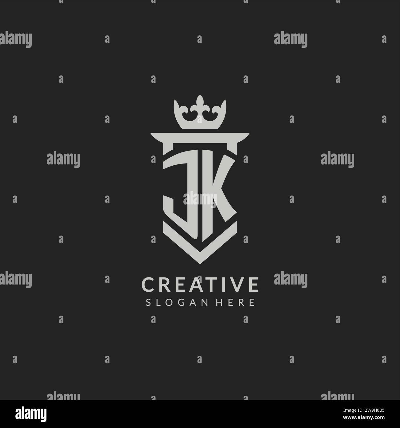 Initial JK shield and crown logo style vector graphic Stock Vector ...