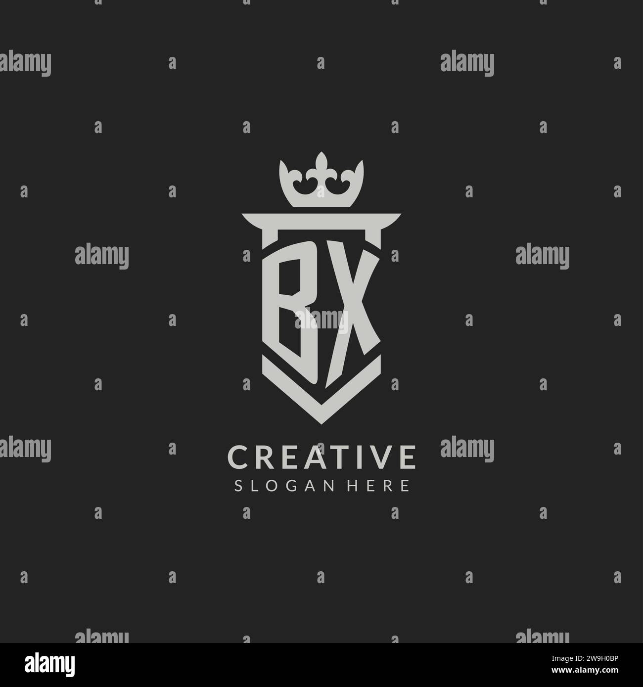 Initial BX shield and crown logo style vector graphic Stock Vector ...