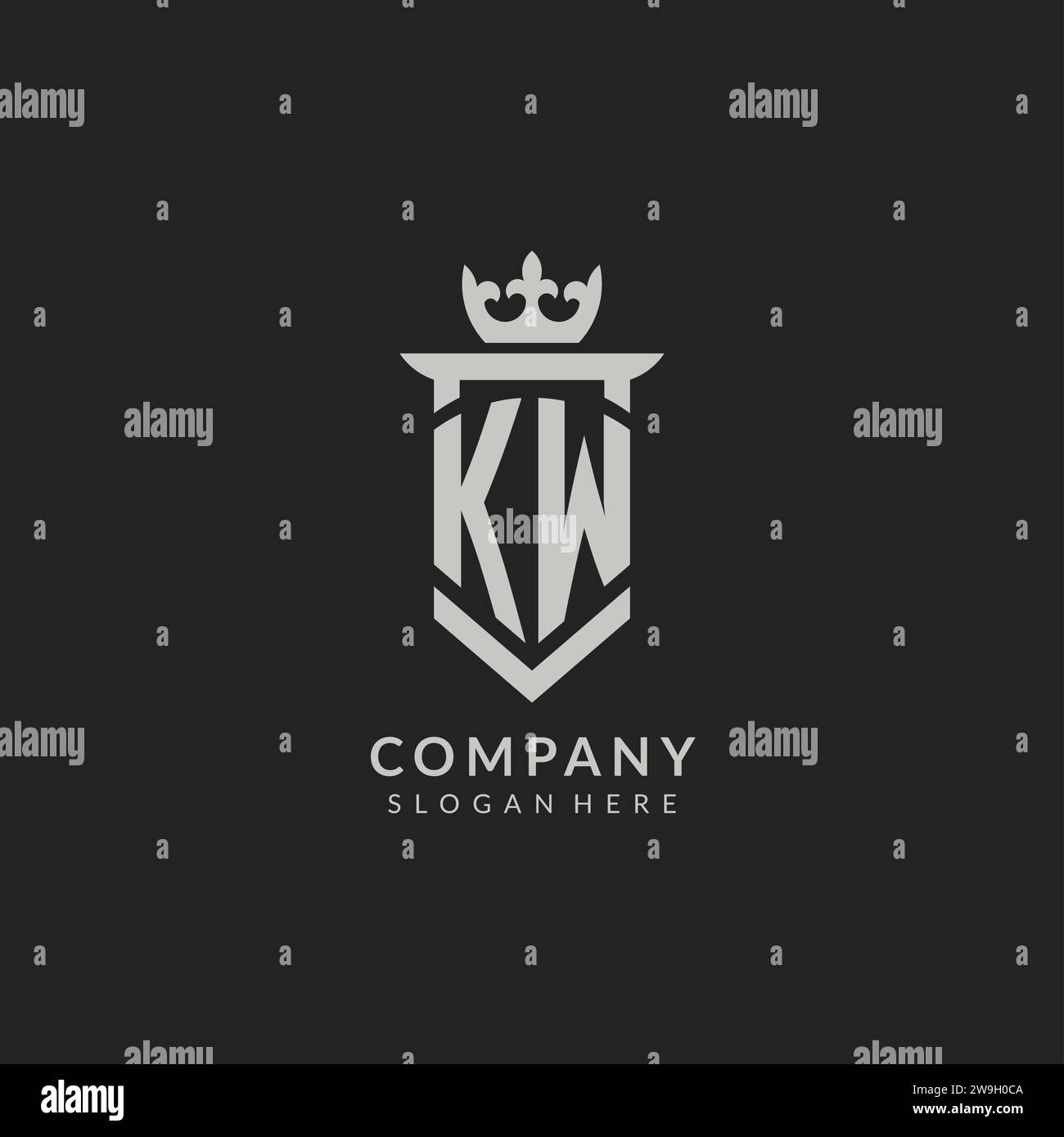 Initial KW shield and crown logo style vector graphic Stock Vector ...