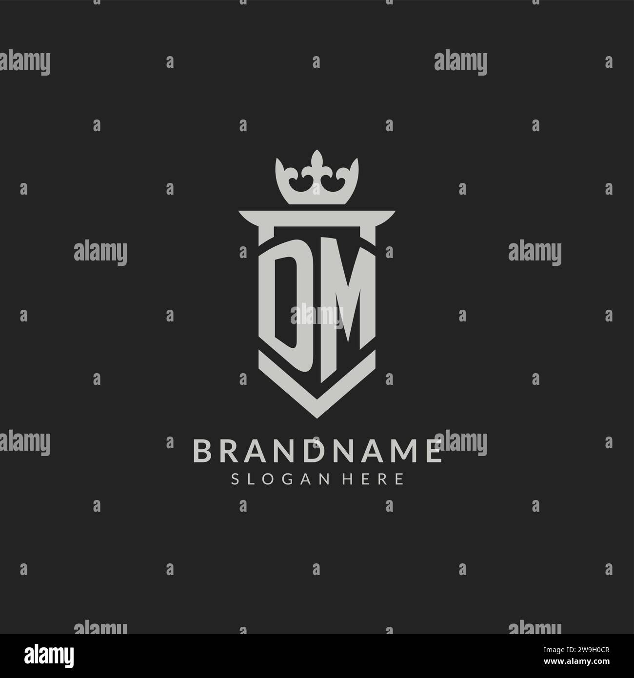 Initial DM shield and crown logo style vector graphic Stock Vector ...
